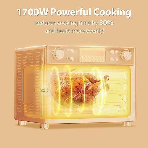 LifePlus Toaster Oven, 12-In-1 Convection Oven Countertop with Stainless Steel, 1700W Air Fryer Combo for Pizza Bread Grill, etc. 8 Gallon Capacity, Includes 6 Accessories