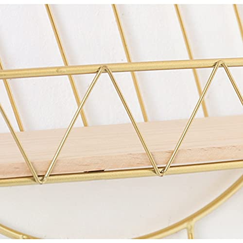 Iron Wall Mounted Storage Shelves,Floating Wall Shelves,Wall Moon Heart Hanging Rack Decorative Display Rack for Living Room Bedroom Kitchen Bathroom (Sun)