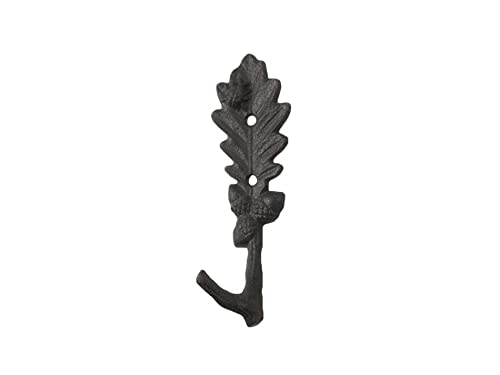 Handcrafted Nautical Decor Cast Iron Oak Tree Leaf with Acorns Decorative Metal Tree Branch Hook 6.5"