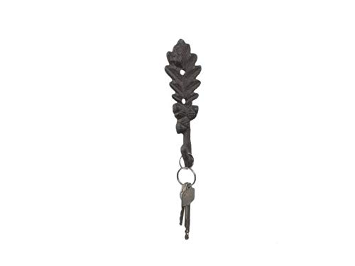 Handcrafted Nautical Decor Cast Iron Oak Tree Leaf with Acorns Decorative Metal Tree Branch Hook 6.5"