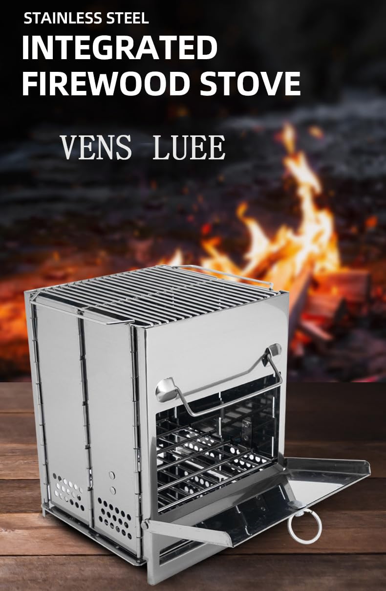 VENS LUEE Notebook Charcoal BBQ Grill Multifunctional Barbecue Camping Stove Tabletop Smoker Folding For Picnic, Camping, Hiking, Traveling, Outdoor Indoor (Style 4)