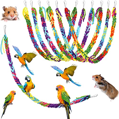 6 Pieces Sugar Glider Toys Handmade Rat Toys Hanging Toy Cage Accessories Swing Toy Bird Rope Perch Swing for Small Animals Sugar Glider Squirrel Parrot Hamster Bird Climbing Exercising, 22.5 Inch