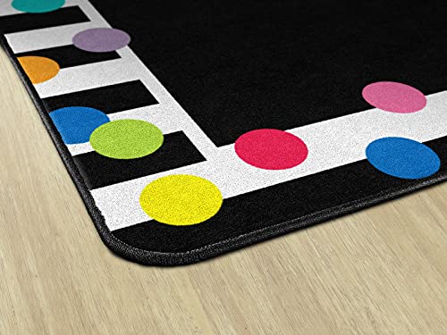 Flagship Carpets Schoolgirl Style Just Teach Bright Polka Dot Border Classroom Area Rug for Indoor Classroom Learning or Kid Bedroom Educational Play Mat, 5'x7'6", Multi