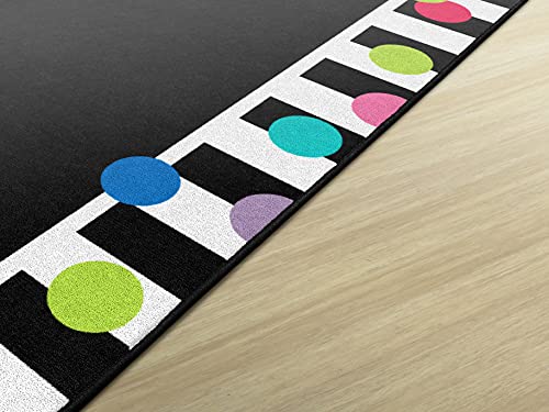 Flagship Carpets Schoolgirl Style Just Teach Bright Polka Dot Border Classroom Area Rug for Indoor Classroom Learning or Kid Bedroom Educational Play Mat, 5'x7'6", Multi