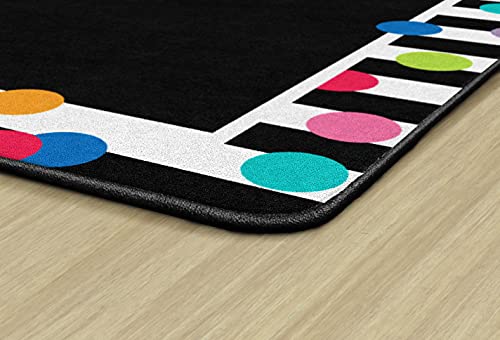 Flagship Carpets Schoolgirl Style Just Teach Bright Polka Dot Border Classroom Area Rug for Indoor Classroom Learning or Kid Bedroom Educational Play Mat, 5'x7'6", Multi