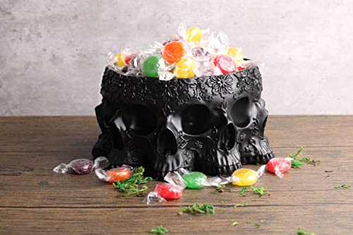 Skull Multiple Faces Plant Planter Pot, Decorations Sugar Candy Bowl, Polyresin Skull Planter Succulents Pots, Flower Pot Home Gardening Garden Goth Decor 4" H (Black)