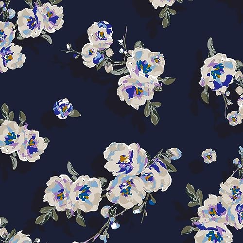 Vera Bradley Women's Performance Twill Large Cosmetic Makeup Organizer Bag, Blooms and Branches Navy, One Size
