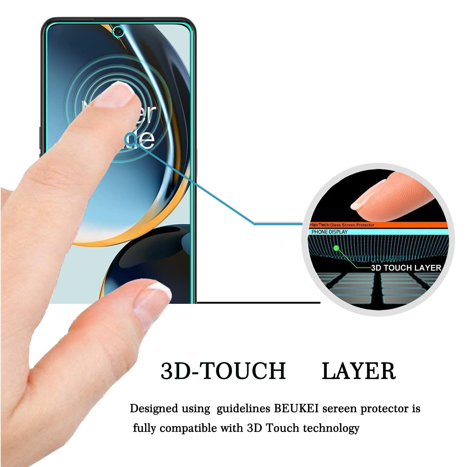 beukei (3 Pack) Compatible for OnePlus Nord N30 / OnePlus Nord CE 3 Lite 5G Screen Protector Tempered Glass,(6.72 inch) Touch Sensitive,Case Friendly, 9H Hardness