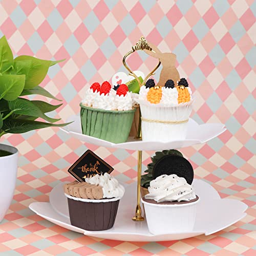6 Set Cupcake Stand Dessert Stand 3 Tier Cake Stand White Plastic Party Cupcake Holder Tiered Candy Dessert Display Plates Serving Tray Table Decor for Baby Shower Wedding Birthday Celebration