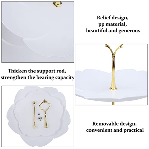 6 Set Cupcake Stand Dessert Stand 3 Tier Cake Stand White Plastic Party Cupcake Holder Tiered Candy Dessert Display Plates Serving Tray Table Decor for Baby Shower Wedding Birthday Celebration