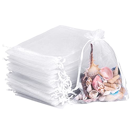 acDesign 200Pcs Organza Bags 4"x6" Jewelry Bags Drawstring White mesh gift bags for Candy Jewelry Makeup Pouches