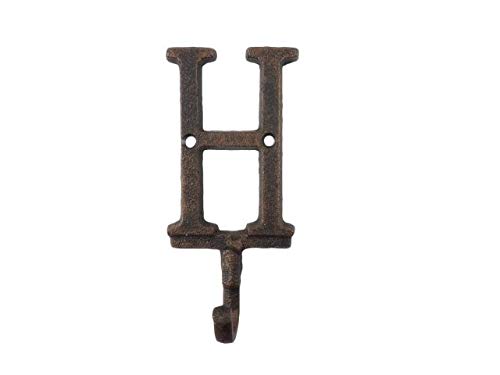 Handcrafted Nautical Decor Rustic Copper Cast Iron Letter H Alphabet Wall Hook 6"