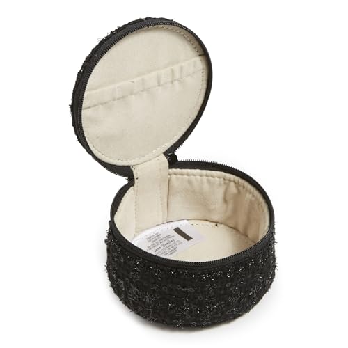 Vera Bradley Women's Round Keepsake Jewelry Organizer Case Travel Accessory, Black, One Size