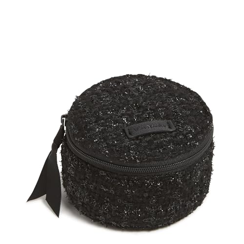Vera Bradley Women's Round Keepsake Jewelry Organizer Case Travel Accessory, Black, One Size