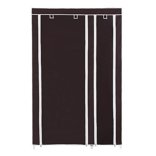 Deuxff Storage Closet,High-Leg Non-Woven Fabric Assembled Cloth Clothes Organizer,Simple Closet Shelves, Closet Storage Organizer, Extra Strong and Durable (Dark Brown, 5-Layer 6-Compartment)