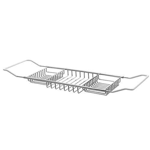 Wire Bathtub Caddy Tray Stainless Steel Over Bath Tub Racks Shower Organizer Shampoo Soap Razors Book Bath Caddy