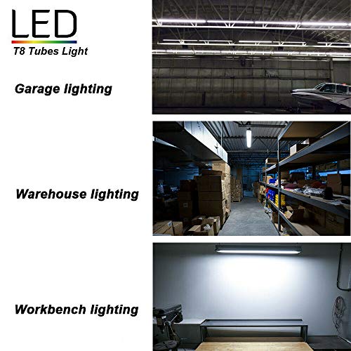 20-Pack, LED Shop Light, 8FT 144W 14500LM 6000K, Cold White, U Shape, Clear Cover, Hight Output, Linkable Shop Lights, T8 LED Tube Lights, LED Shop Lights for Garage 8 Foot with Plug (20PCS 8FT 6000K)