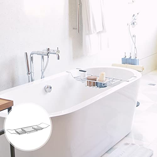 Wire Bathtub Caddy Tray Stainless Steel Over Bath Tub Racks Shower Organizer Shampoo Soap Razors Book Bath Caddy