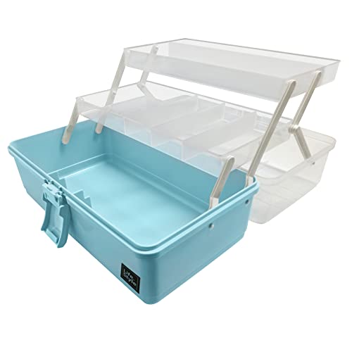 Anbestor 3 Layers Plastic Portable Storage Box, Multipurpose Organizer and Storage Case for Art Craft and Cosmetic, Portable Handled Storage Box for Home, School, Office
