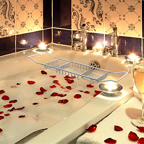 Wire Bathtub Caddy Tray Stainless Steel Over Bath Tub Racks Shower Organizer Shampoo Soap Razors Book Bath Caddy