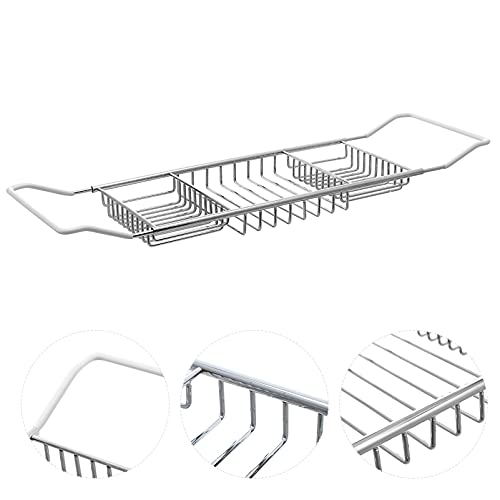 Wire Bathtub Caddy Tray Stainless Steel Over Bath Tub Racks Shower Organizer Shampoo Soap Razors Book Bath Caddy