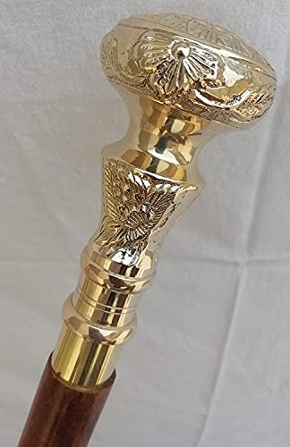 Brass Brass Handle Victorian Telescope Fold able Wooden Walking Stick Walking Cane Ideal Gift