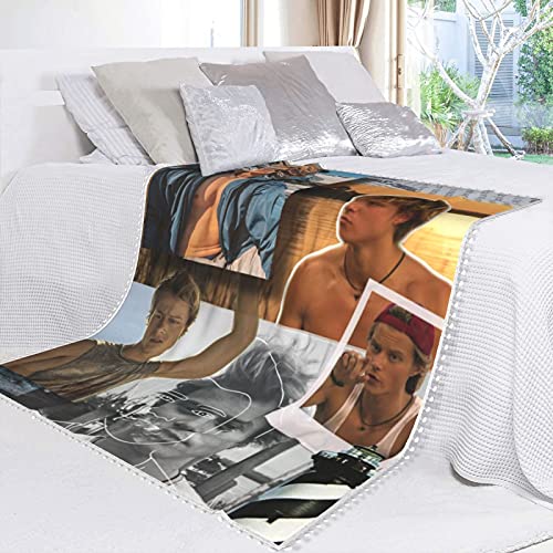 lofeeke Pompom Fringe Fleece Blanket Outer Banks JJ Flannel Throw Blankets for Couch & Bed 40"x30"