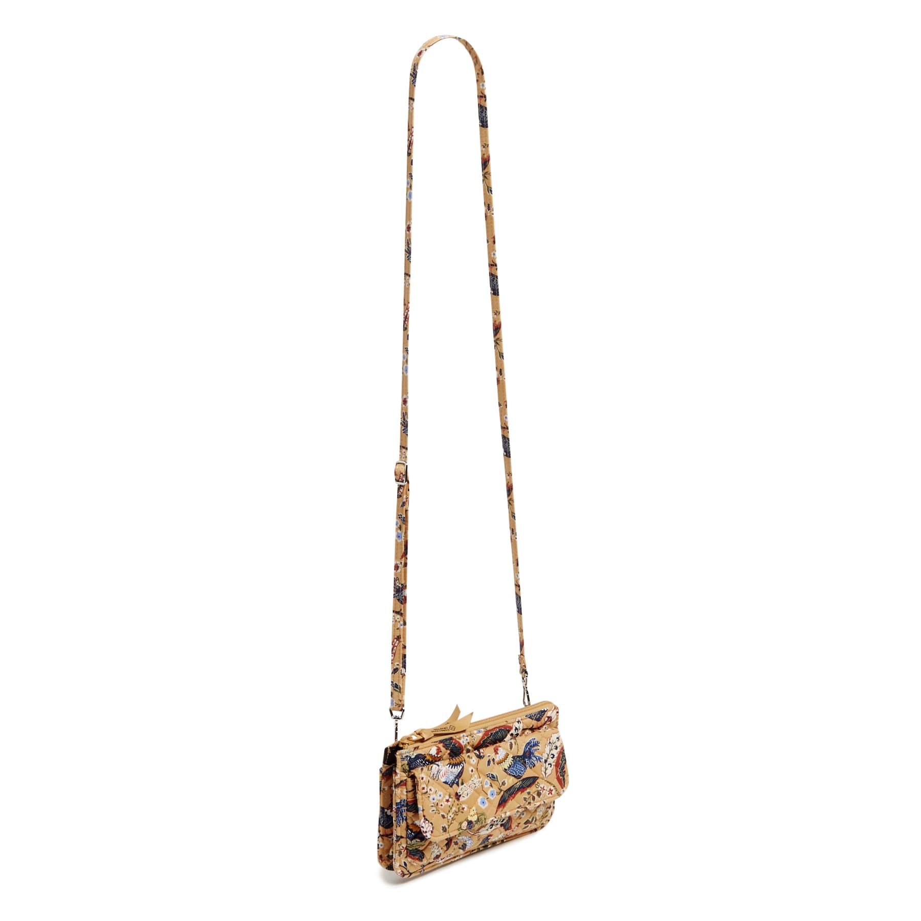 Vera Bradley Women's Cotton Wallet Crossbody Purse with RFID Protection, French Hens, One Size