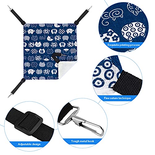 Pedgot 3 Pack Reversible Cat Hanging Hammock with Adjustable Straps and Hooks Double-Sided Pet Cage Hammock Hanging Bed Resting Sleepy Pad for Small Animals Pets, 23.6 x 20 Inches