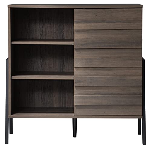 WAMPAT Buffet Cabinet with 6 Storages, Modern Kitchen Storage Cabinet Industrial Farmhouse Coffee Bar Table, Multipurpose Side Console Table for Living Room, Bathroom (Brown)