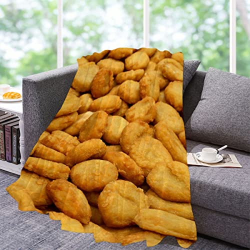 Golden Chicken Nuggets Throw Blanket - Funny Food Plush Blanket Best Gift - Bedding Quilt Home Decor for Couch Sofa Bed, 30"x40" for Toddlers Pets