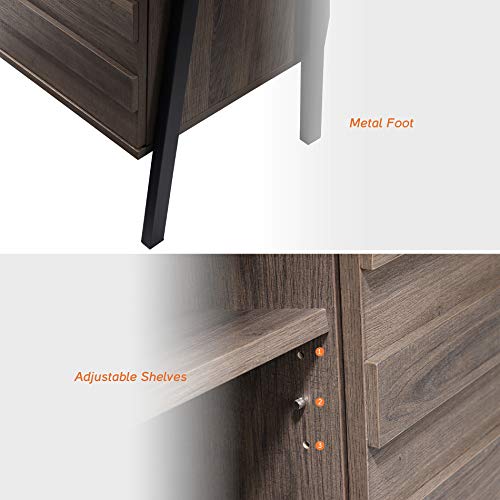 WAMPAT Buffet Cabinet with 6 Storages, Modern Kitchen Storage Cabinet Industrial Farmhouse Coffee Bar Table, Multipurpose Side Console Table for Living Room, Bathroom (Brown)