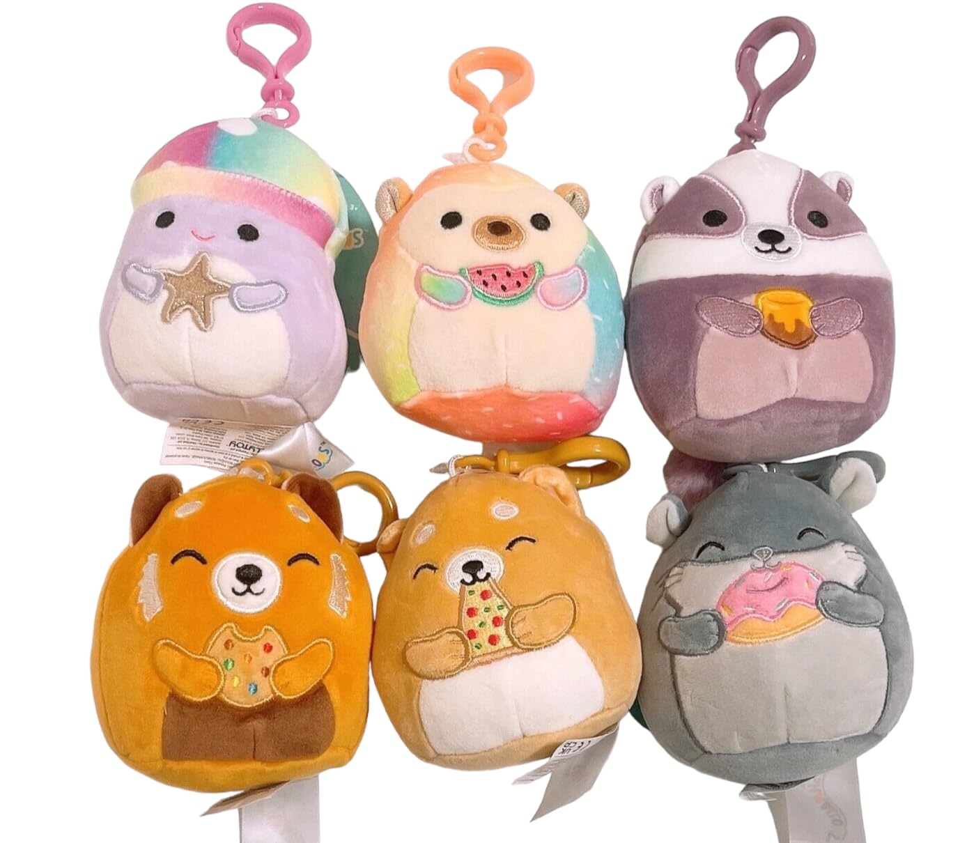 Squishmallows Kellytoy 3.5" Assorted Squad Clip On Keychain Mini Plush Doll (Set 6 I GOT That Squad)