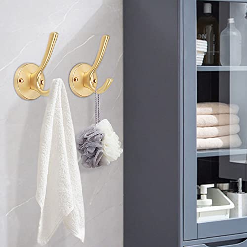 Bilindasly Gold Hooks Bath Towel Hooks Heavy Duty Brass Wall Door Hook Hanger Clothes Hooks for Hanging Coats Hat Hooks Towel Hooks for Bathrooms Bedroom Kitchen Key Hanger Hooks, 1 Pack