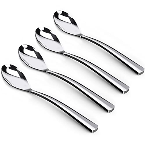 Coffee Spoons ,4-Piece GLAMFIELDS Teaspoons with a Long Handle, 6.1"Demitasse Espresso Spoons Set Food Grade Stainless Steel Small Serving Spoons for Dessert