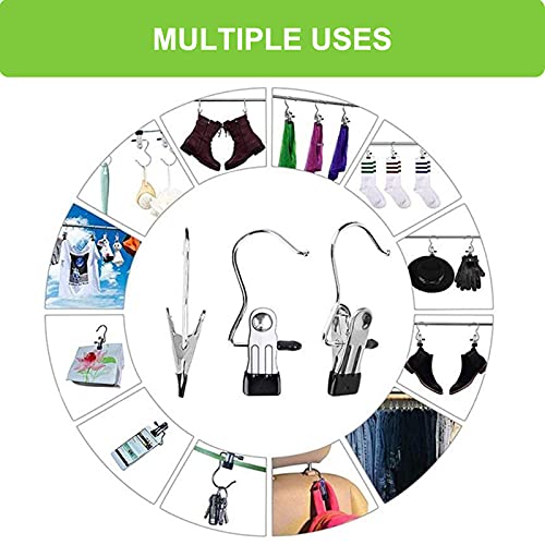 Boot Hangers Clips Laundry Hooks Hanging Clips Clothes Pins Closet Hanger Organizer Clamps Socks Towel Clips Heavy Duty Clothespins Bulk Hanger Clips for Closet Travel Pants Socks Handbags, 12 Pack