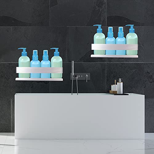 Qksky Self Adhesive Shower Shelf - Bathroom Shelf Stick on Wall Shower Caddy Stainless Steel(23cm)