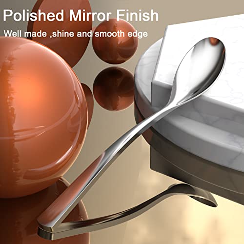 Coffee Spoons ,4-Piece GLAMFIELDS Teaspoons with a Long Handle, 6.1"Demitasse Espresso Spoons Set Food Grade Stainless Steel Small Serving Spoons for Dessert