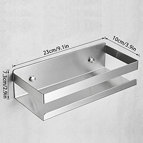 Qksky Self Adhesive Shower Shelf - Bathroom Shelf Stick on Wall Shower Caddy Stainless Steel(23cm)