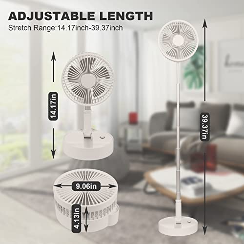 BIGTREE Portable Standing Fan with Remote Controller,8 inch USB Desk Fan,Adjustable Height,Quiet Foldable Floor Fan,Telescopic Pedestal Fans for Personal Bedroom Office Fishing Camping (Oscillating)