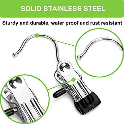 Boot Hangers Clips Laundry Hooks Hanging Clips Clothes Pins Closet Hanger Organizer Clamps Socks Towel Clips Heavy Duty Clothespins Bulk Hanger Clips for Closet Travel Pants Socks Handbags, 12 Pack