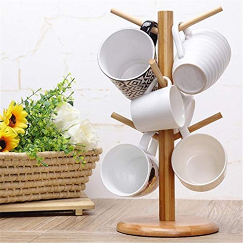 Hovico Mug Holder Tree, Wooden Mug Rack Holder Stand, Cactus Tree Shaped 8-Mug Holder, Kitchen Countertop Mug Tree, Coffee Mugs & Tea Cup Storage Rack for Coffee Cup, Mug,Tea Cup & Storage Rack