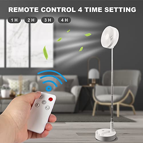 BIGTREE Portable Standing Fan with Remote Controller,8 inch USB Desk Fan,Adjustable Height,Quiet Foldable Floor Fan,Telescopic Pedestal Fans for Personal Bedroom Office Fishing Camping (Oscillating)