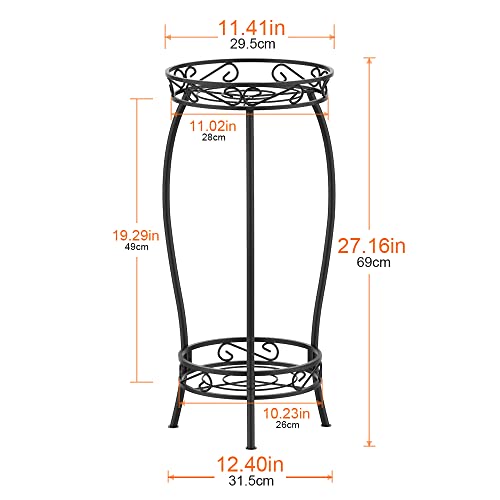 Auledio Plant Stand Rack 2 Tier Indoor Outdoor Multiple Holder Shelf,Black