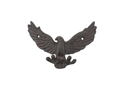 Handcrafted Nautical Decor Cast Iron Flying Eagle Decorative Metal Talons Wall Hooks 6"