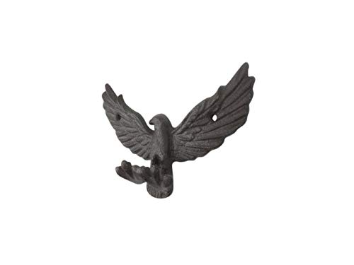 Handcrafted Nautical Decor Cast Iron Flying Eagle Decorative Metal Talons Wall Hooks 6"