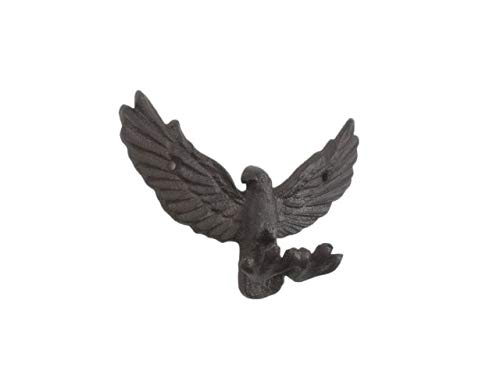 Handcrafted Nautical Decor Cast Iron Flying Eagle Decorative Metal Talons Wall Hooks 6"