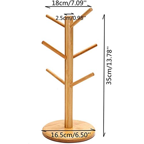 Hovico Mug Holder Tree, Wooden Mug Rack Holder Stand, Cactus Tree Shaped 8-Mug Holder, Kitchen Countertop Mug Tree, Coffee Mugs & Tea Cup Storage Rack for Coffee Cup, Mug,Tea Cup & Storage Rack