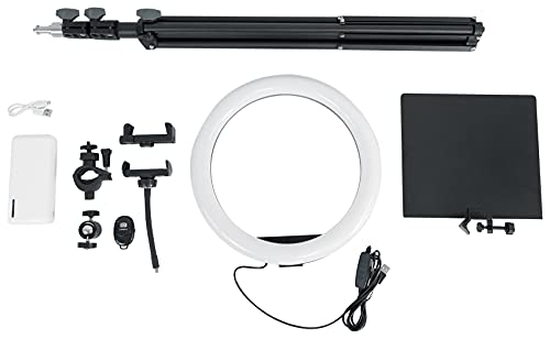 Rockville Halo Tripod Bundle 12" Selfie Light+Powerbank+Remote+Stand+Tray