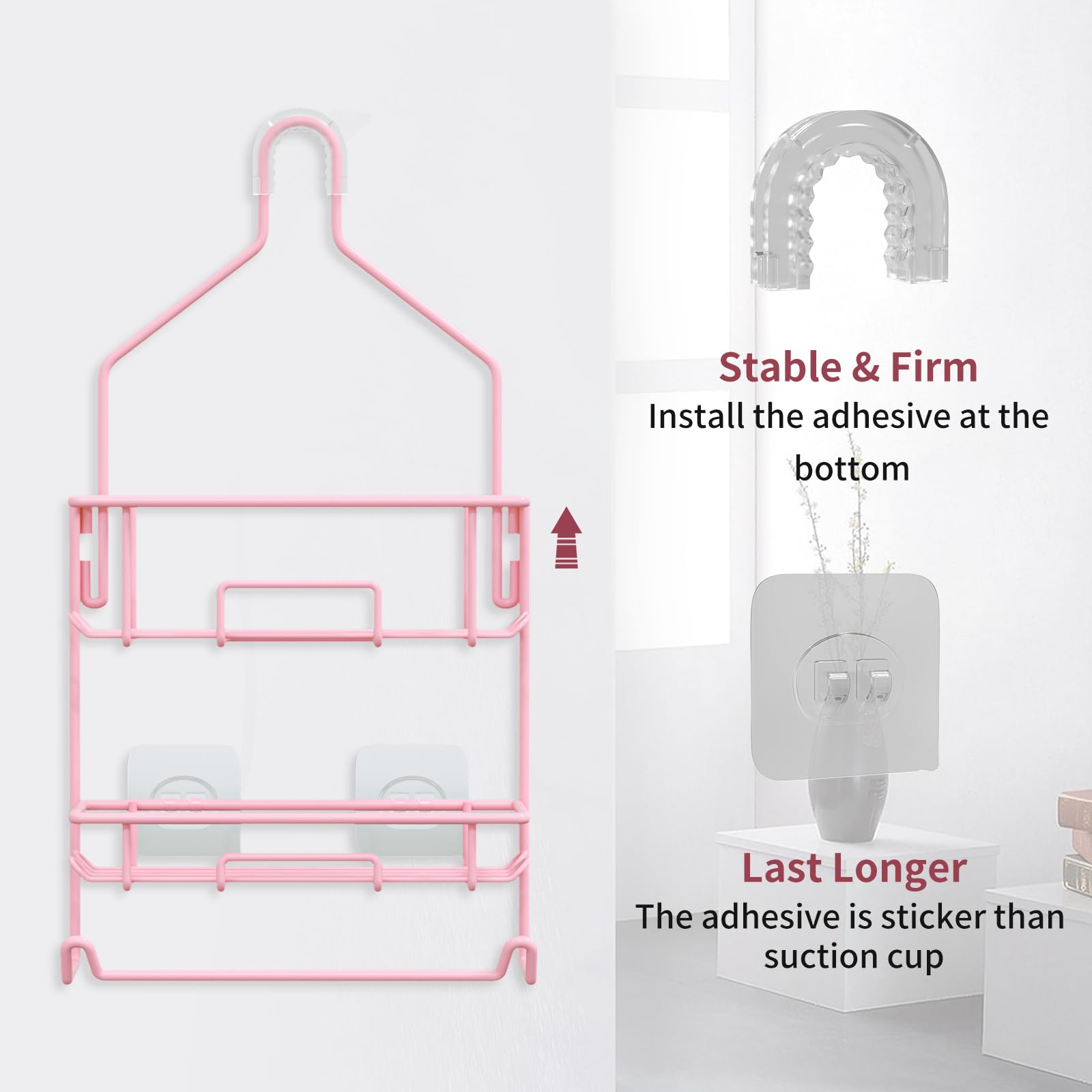TreeLen Shower Caddy Pink, Large Shower Racks for Inside Shower, Pink Bathroom Organizer, Gift for Girlfriend